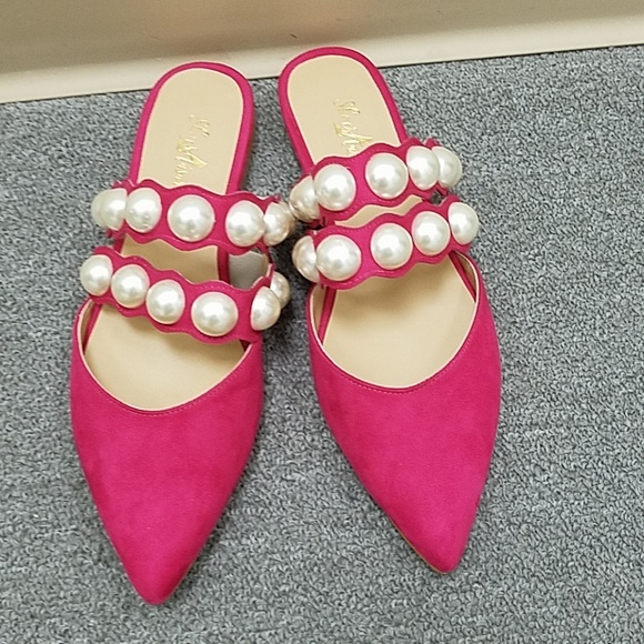 Shoes | Womens Pink Pearl Strap Mule Sandals | Poshmark